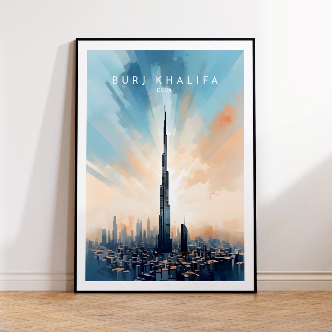 Dubai Travel Print - Burj Khalifa, United Arab Emirates, Dubai Poster ...