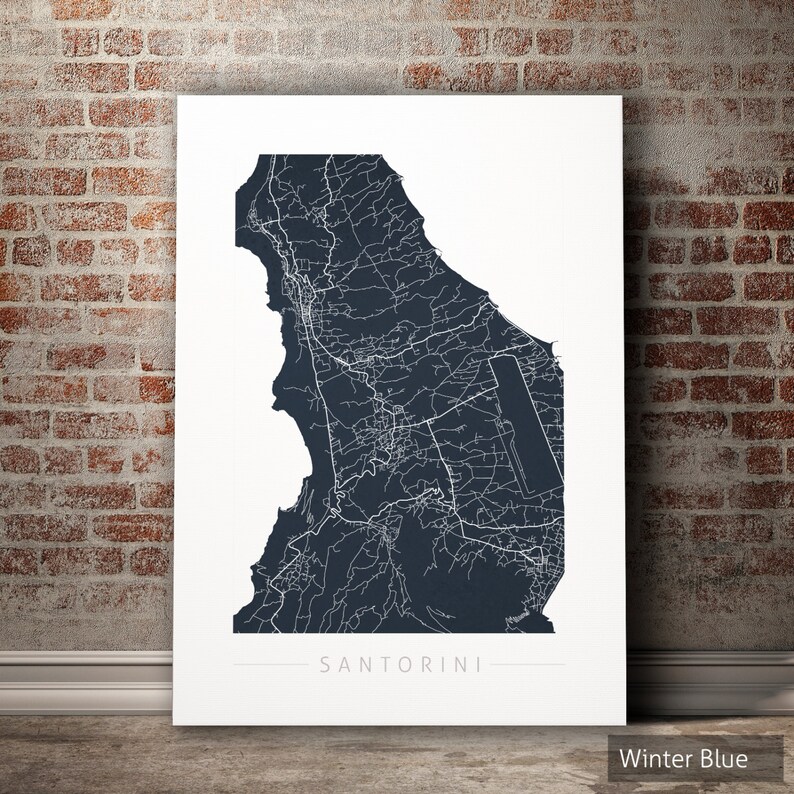 Santorini Map City Street Map Santorini Fira Greece Art - Etsy