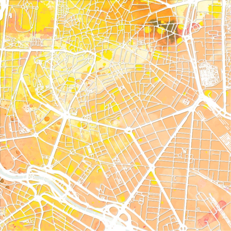 Madrid Map City Street Map of Madrid Spain Art Print - Etsy Singapore