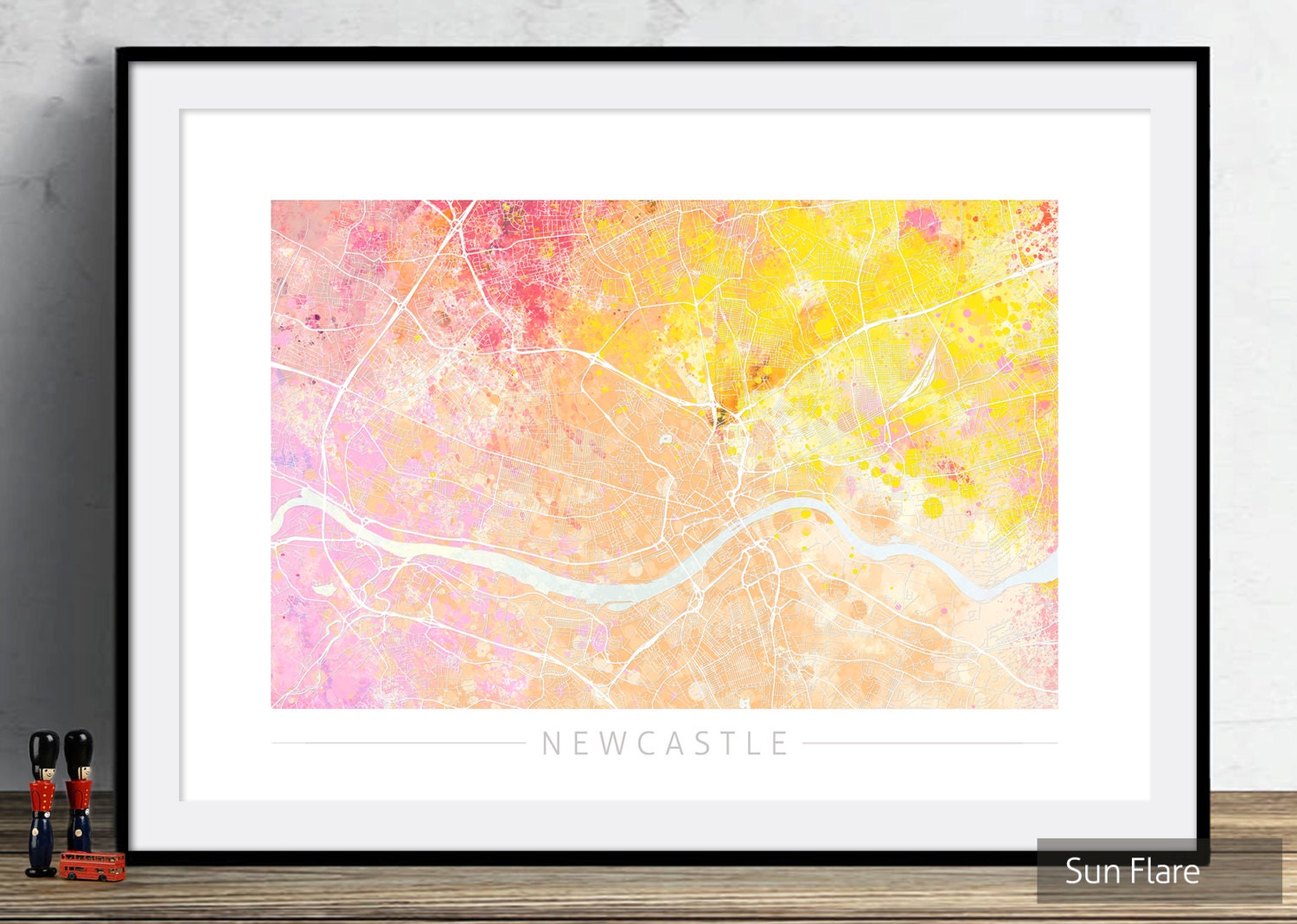 Newcastle Map - City Street Map of Newcastle, England - Art Print ...