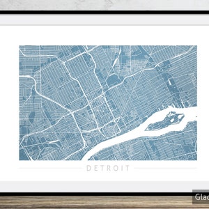 Detroit Map - City Street Map of Detroit Michigan - Art Print ...