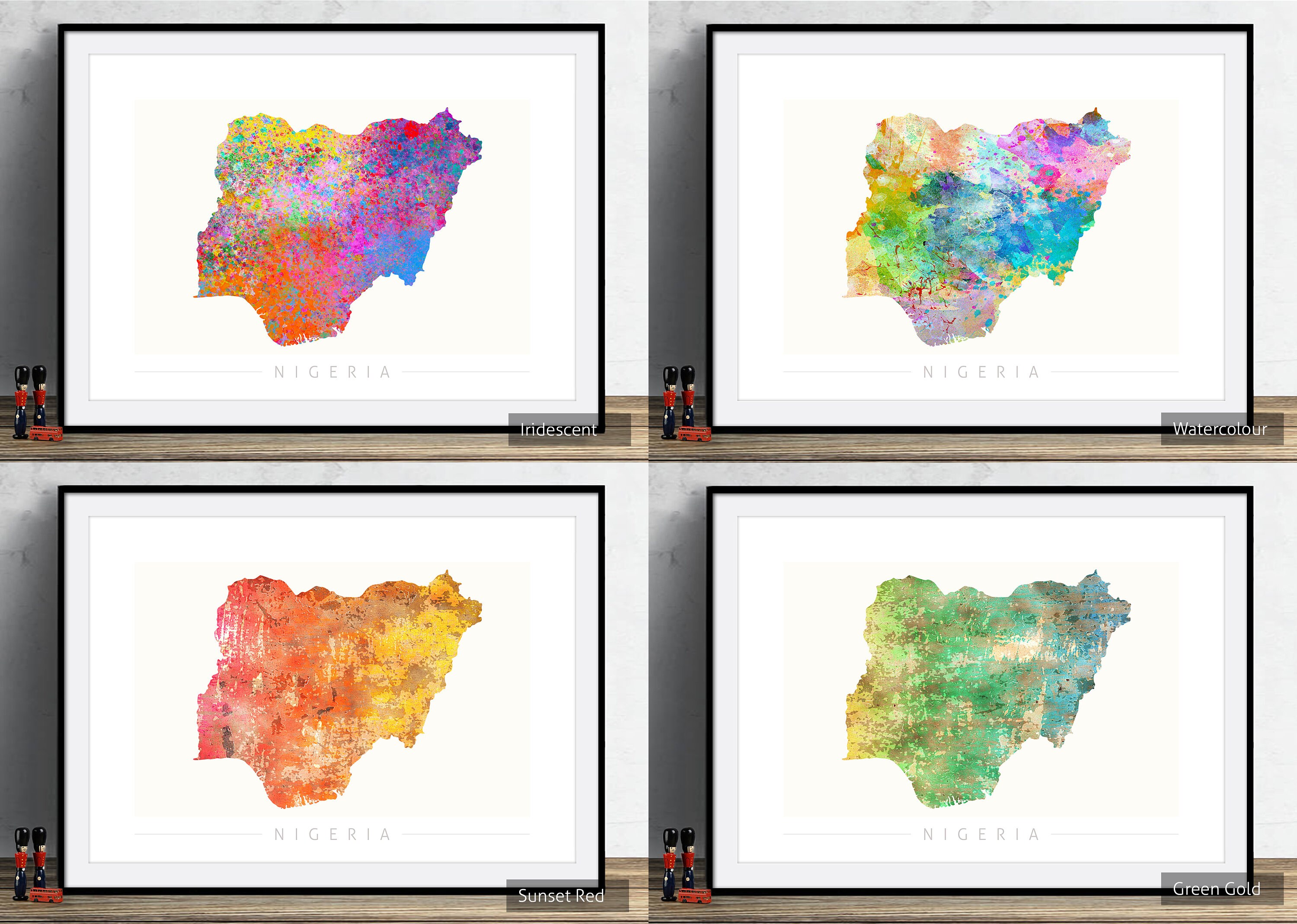 Nigeria Map Country Map of Nigeria Art Print Watercolor | Etsy UK