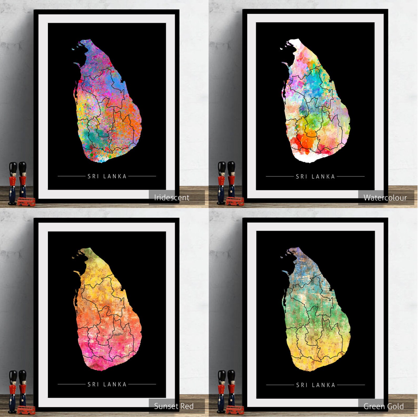 Sri Lanka Map Country Map of Sri Lanka Art Print - Etsy