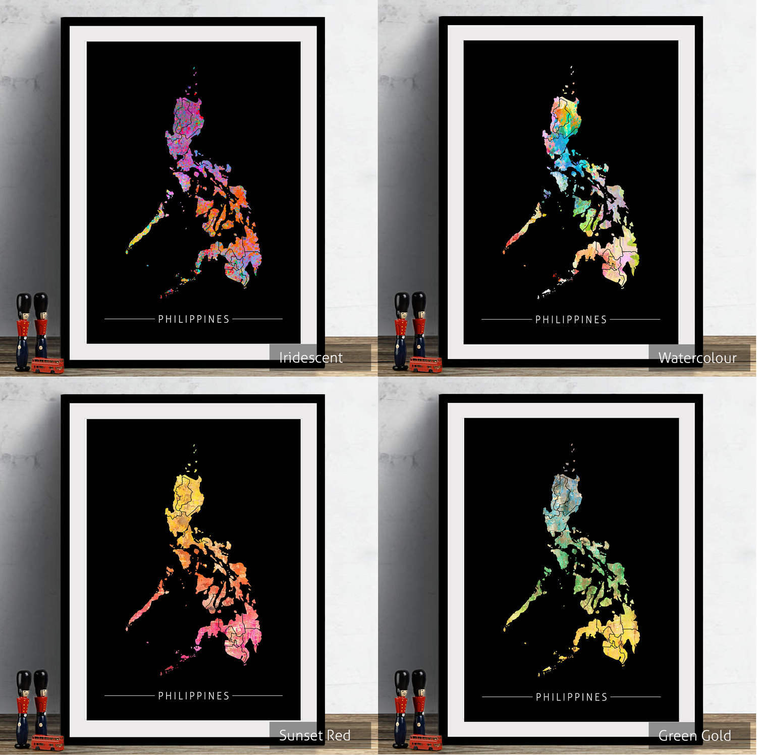 Philippines Map - Country Map of the Philippines - Art Print Watercolor ...