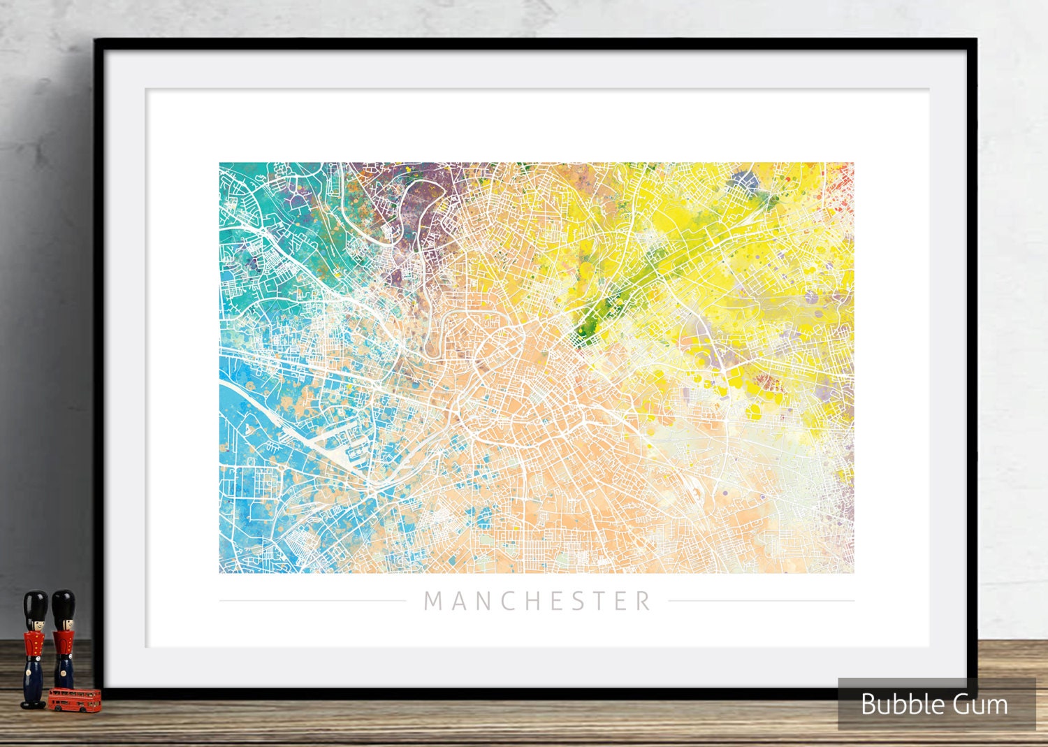 Manchester Map - City Street Map of Manchester England - Art Print ...
