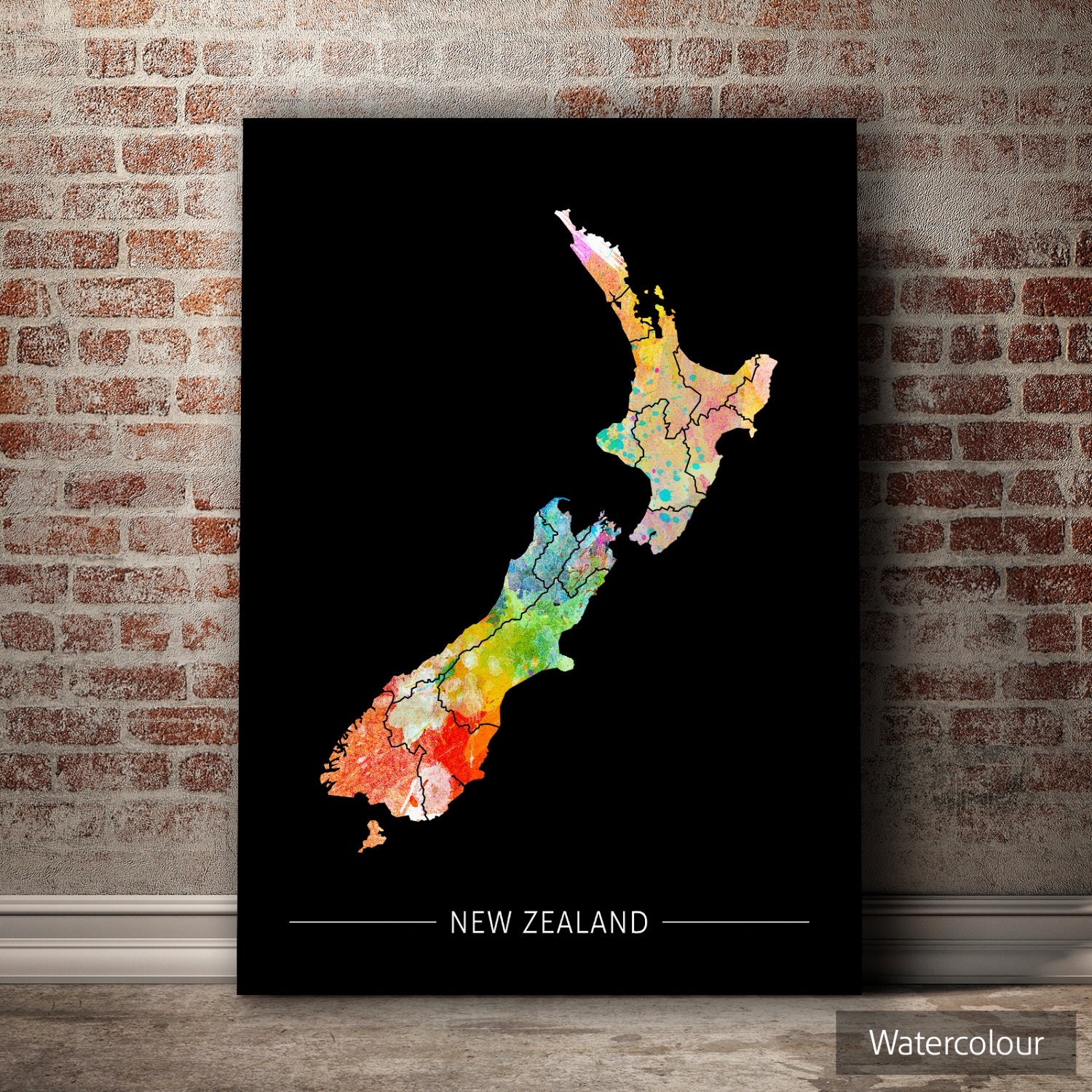 New Zealand Map Country Map of New Zealand Art Print | Etsy