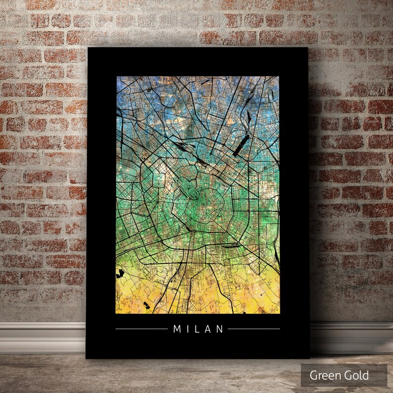 Milan Map City Street Map of Milan Italy Art Print - Etsy