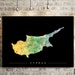 Cyprus Map - Country Map of Cyprus - Art Print Watercolor Illustration ...
