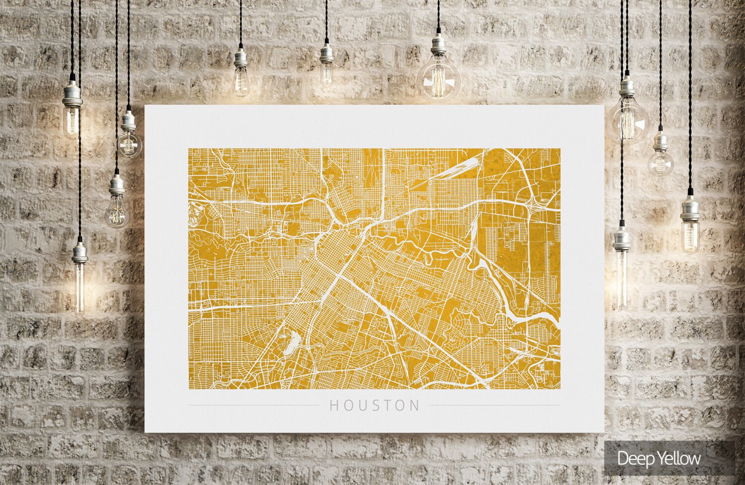 Houston Map - City Street Map of Houston Texas - Art Print Watercolor ...