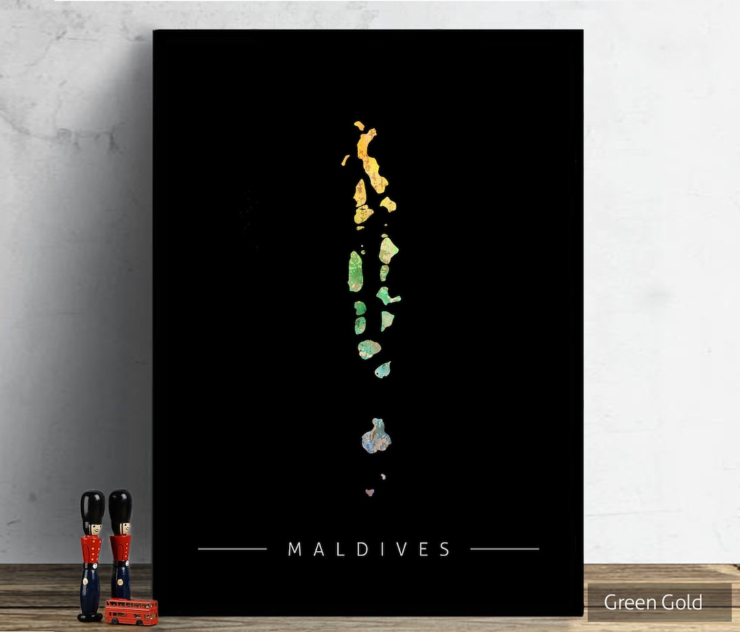 Maldives Map - Country Map of Maldives - Art Print Watercolor ...