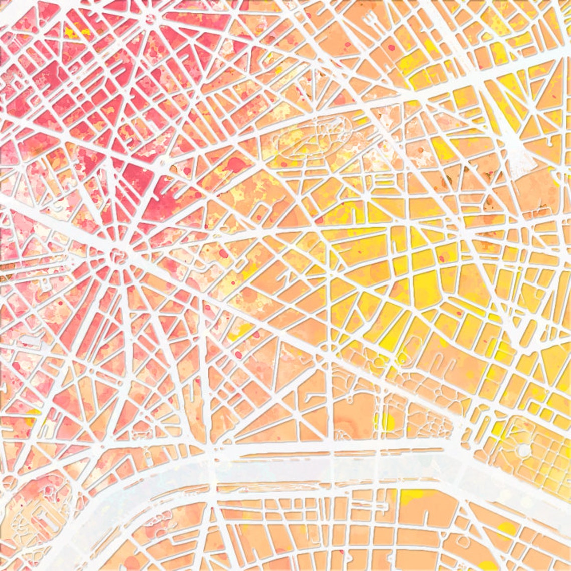 Paris Map City Street Map of Paris France Art Print - Etsy UK