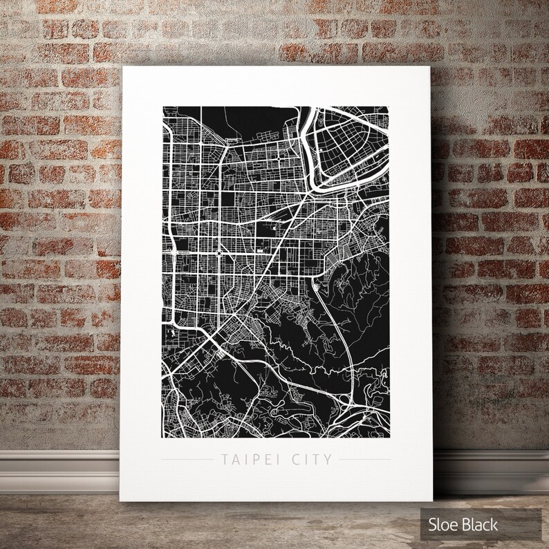 Taipei City Map City Street Map of Taipei City Taiwan Art - Etsy