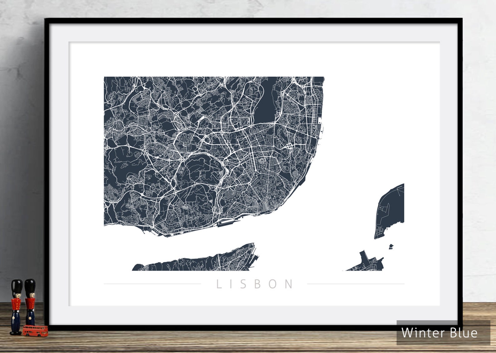 Lisbon Map - City Street Map of Lisbon, Portugal - Art Print Watercolor ...