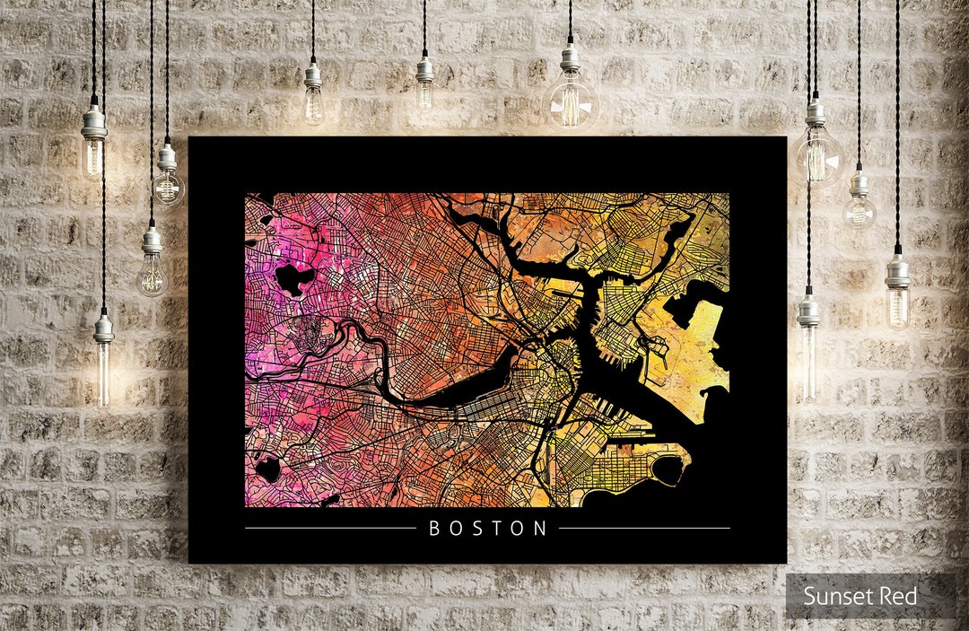 Boston Map - City Street Map of Boston Massachusetts - Art Print ...