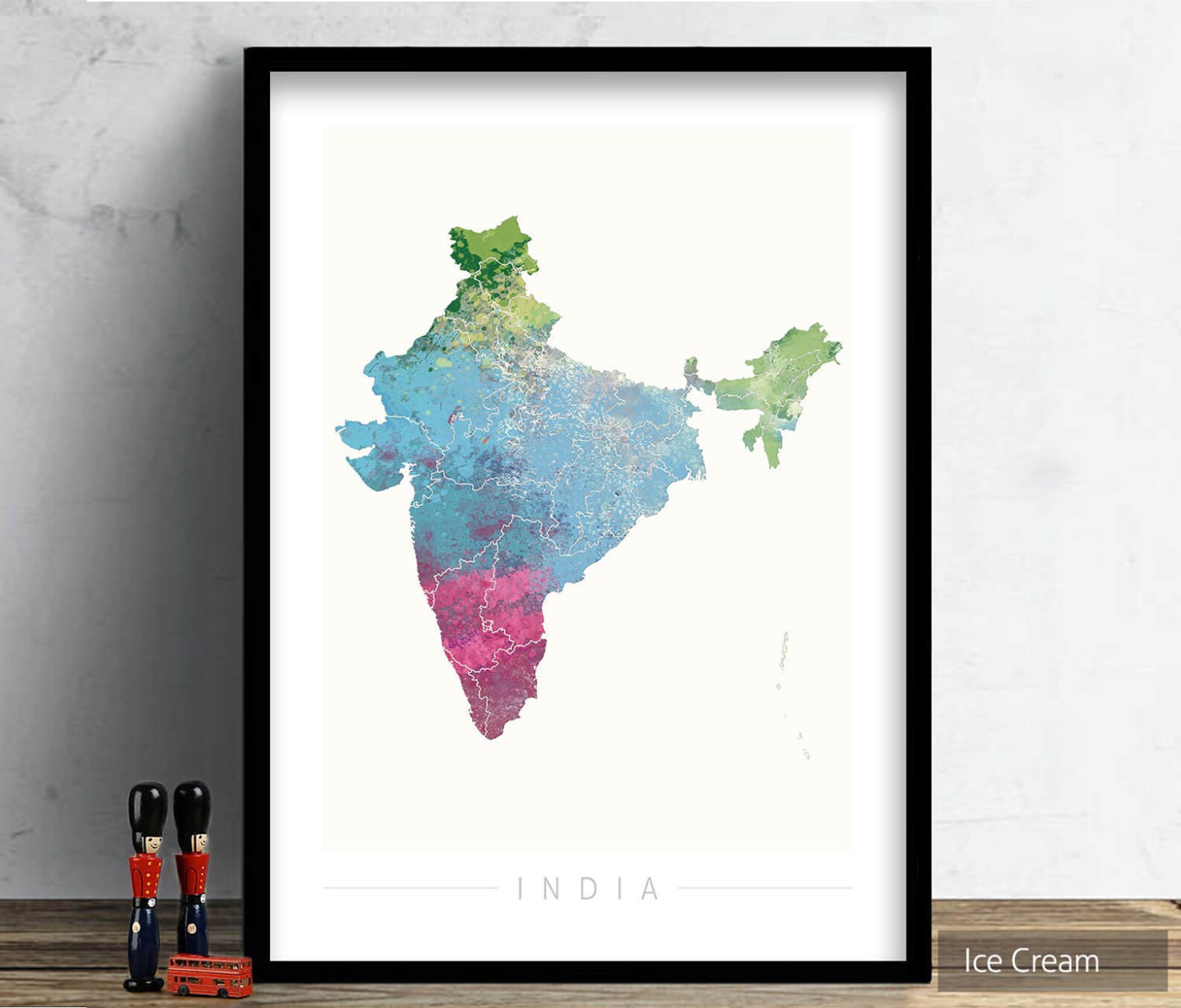 India Map Country Map of India Art Print Watercolor - Etsy