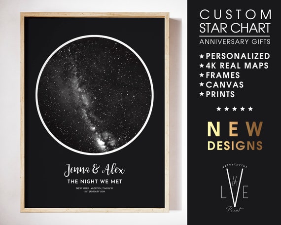Star Chart Custom Star Map Personalised Anniversary Gift | Etsy