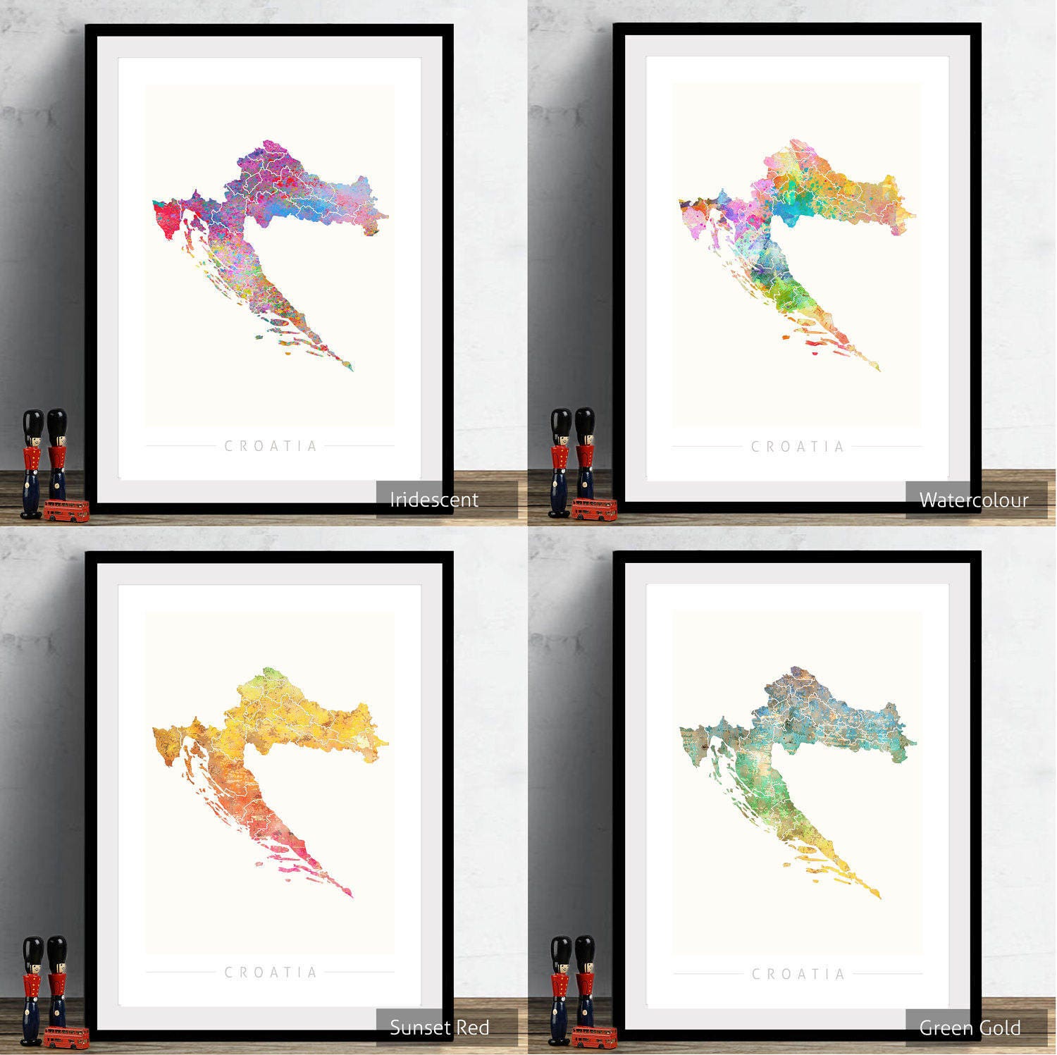 Croatia Map - Country Map of Croatia - Art Print Watercolor ...