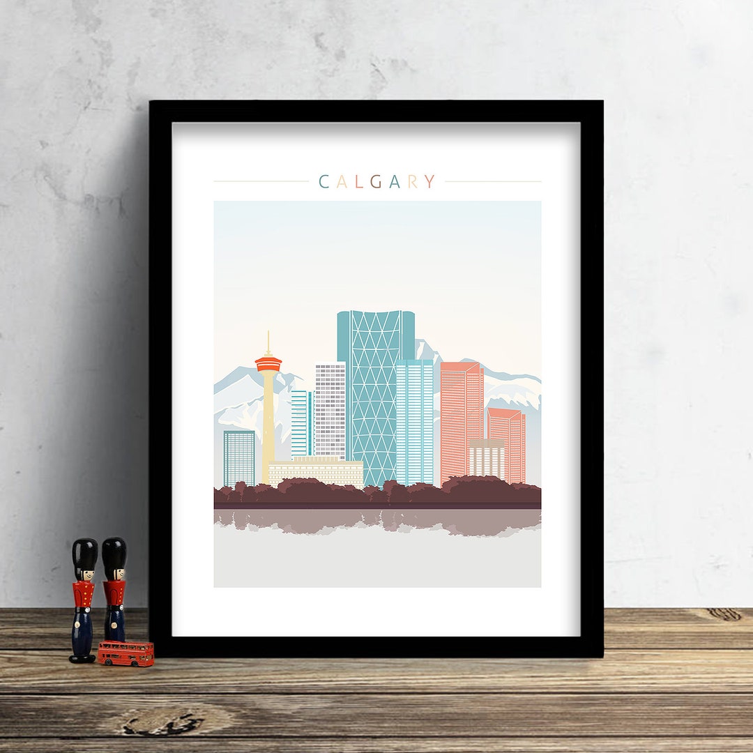 Calgary Skyline, Print, Watercolor Print, Alberta Canada Wall Art ...