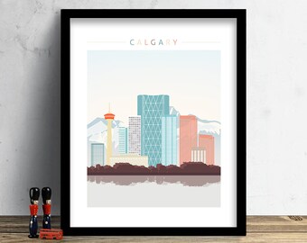 Calgary Skyline, Alberta Canada Cityscape, Art Print 1723 - Etsy