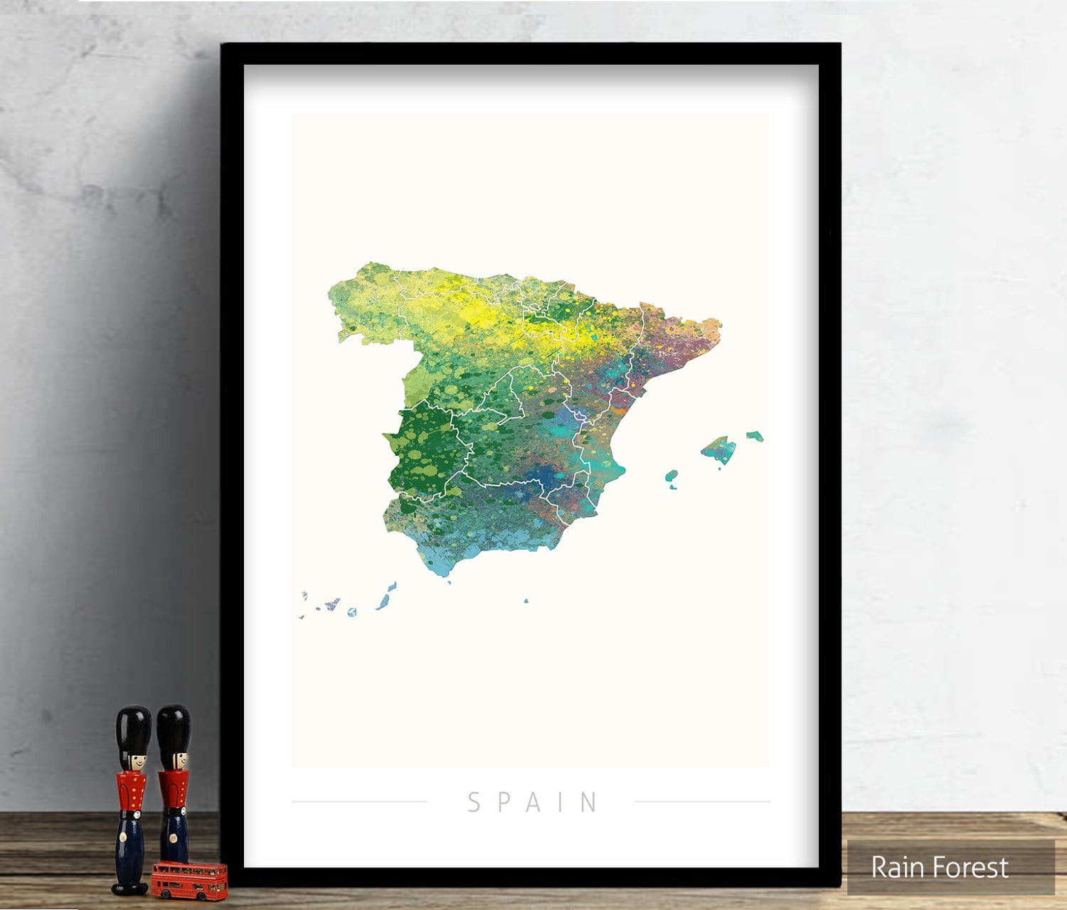 Spain Map Country Map of Spain Art Print Watercolor - Etsy
