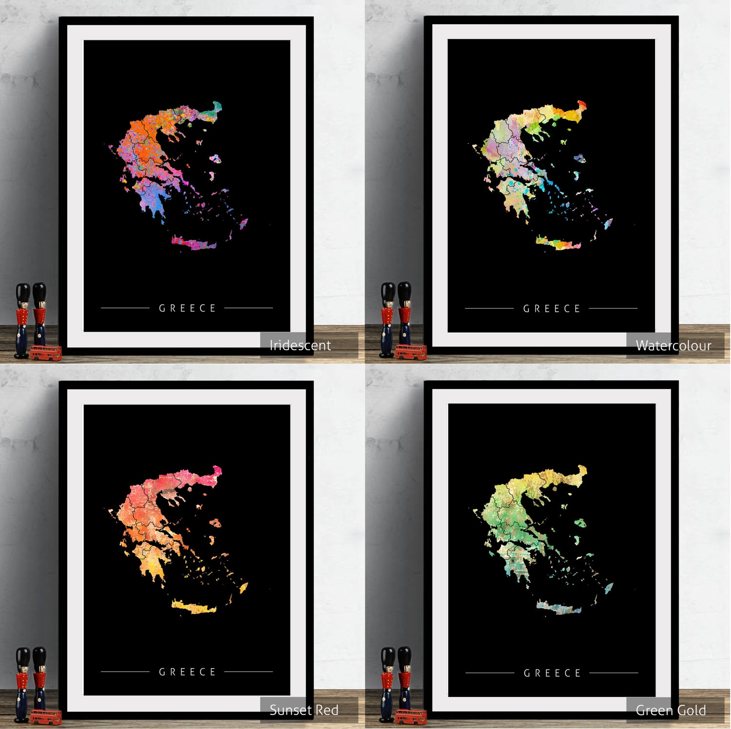 Greece Map Country Map of Greece Art Print Watercolor | Etsy