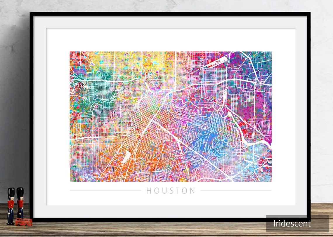 Houston Map City Street Map of Houston Texas Art Print - Etsy