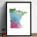 Minnesota Map State Map of Minnesota Art Print Watercolor Illustration ...