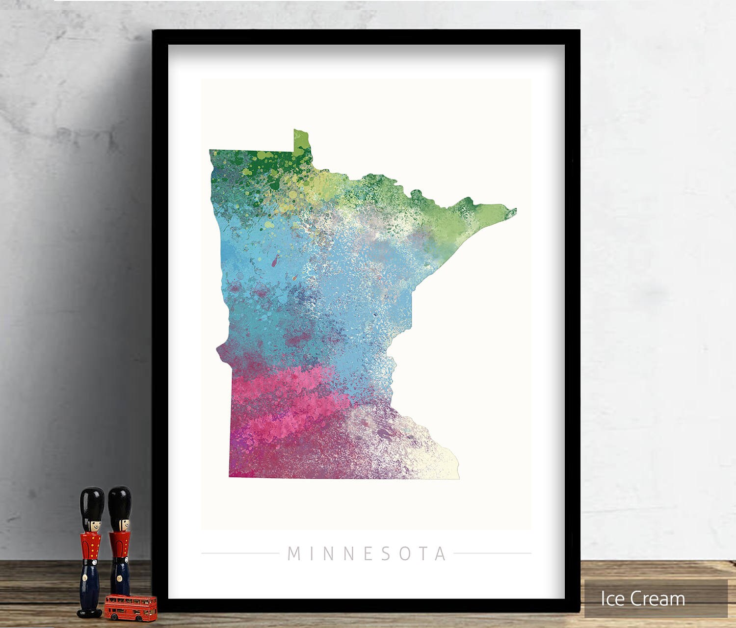 Minnesota Map State Map of Minnesota Art Print Watercolor - Etsy