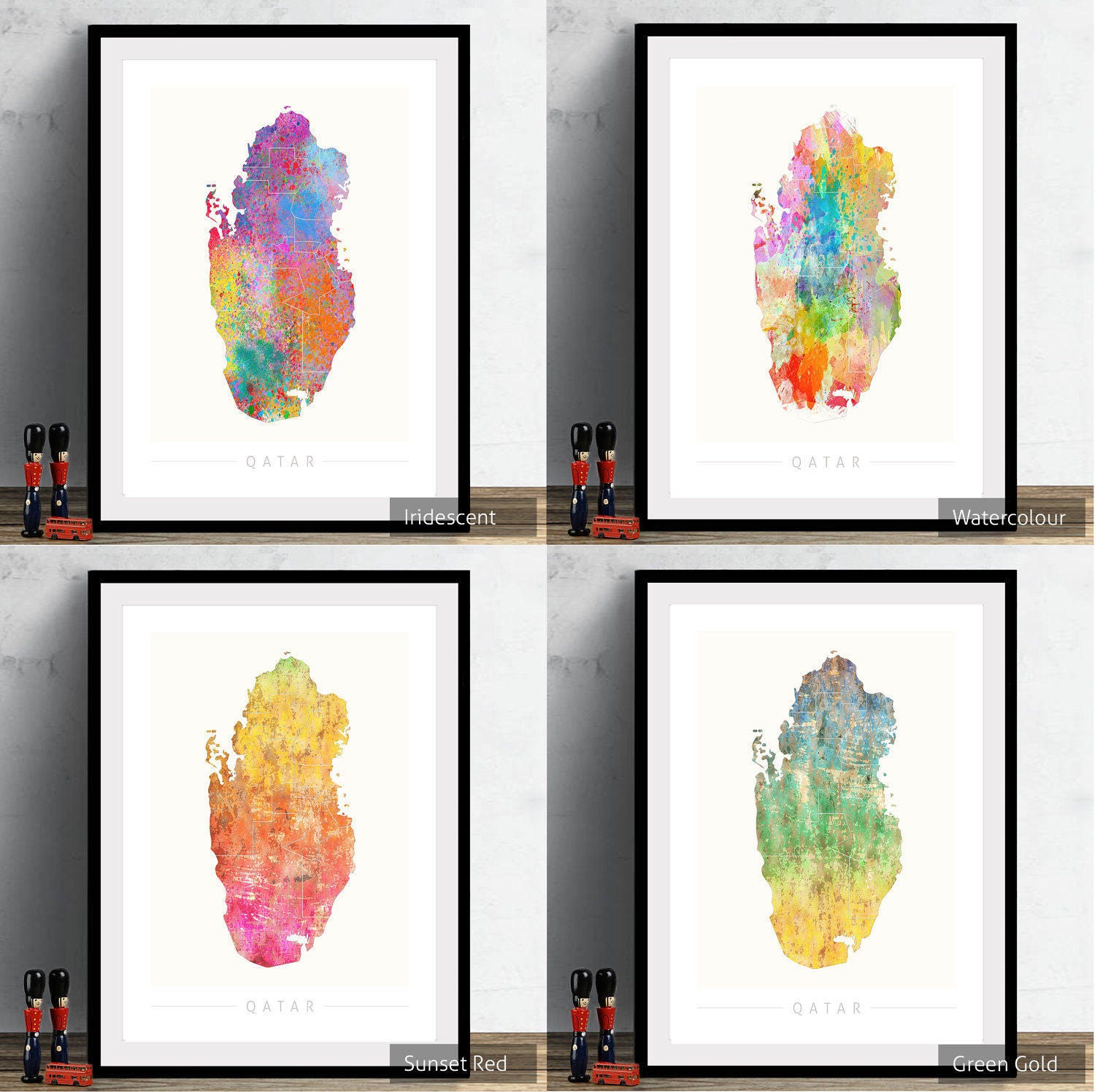 Qatar Map Country Map of Qatar Art Print Watercolor - Etsy