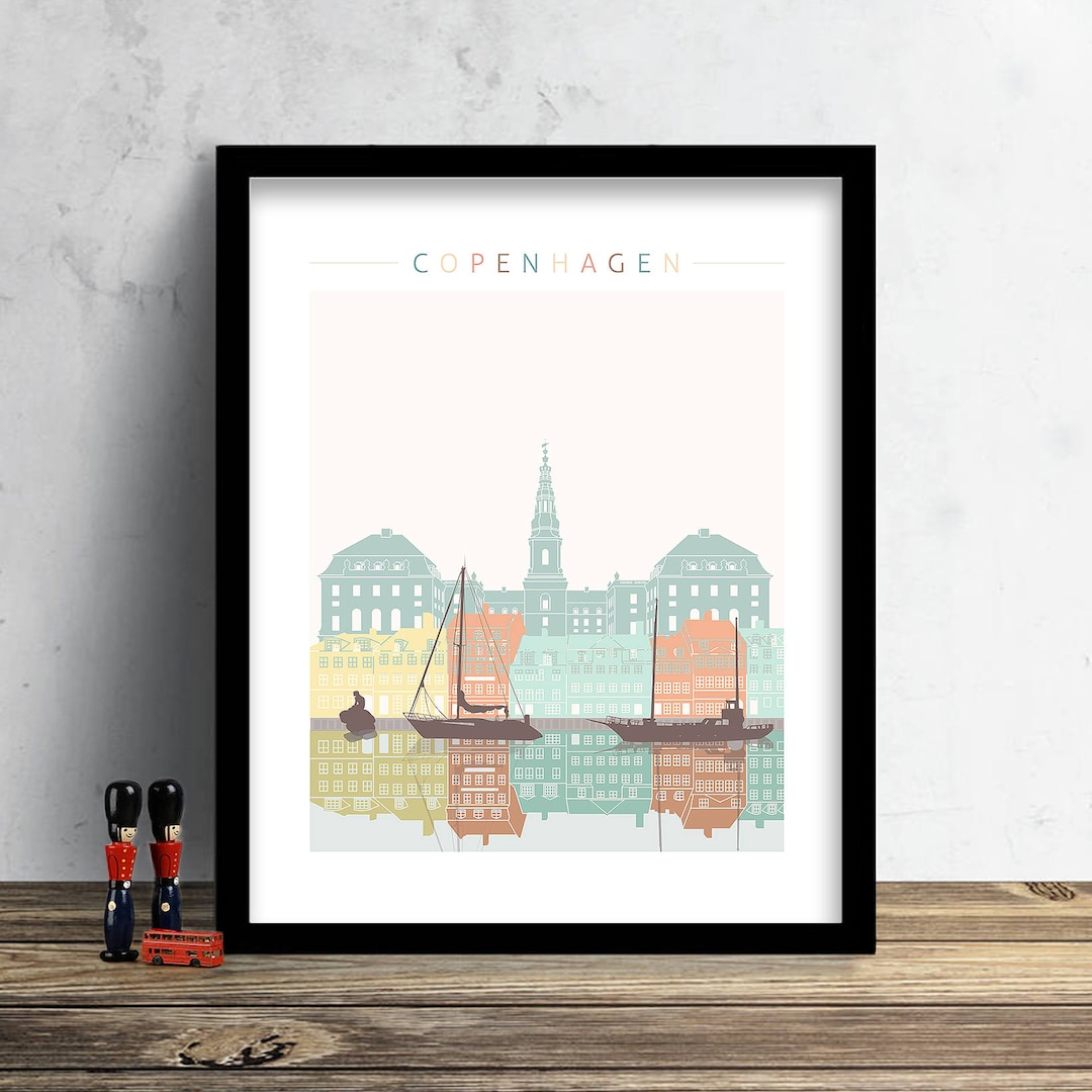 Copenhagen Skyline, Print, Watercolor Print, Wall Art, Denmark Skyline ...