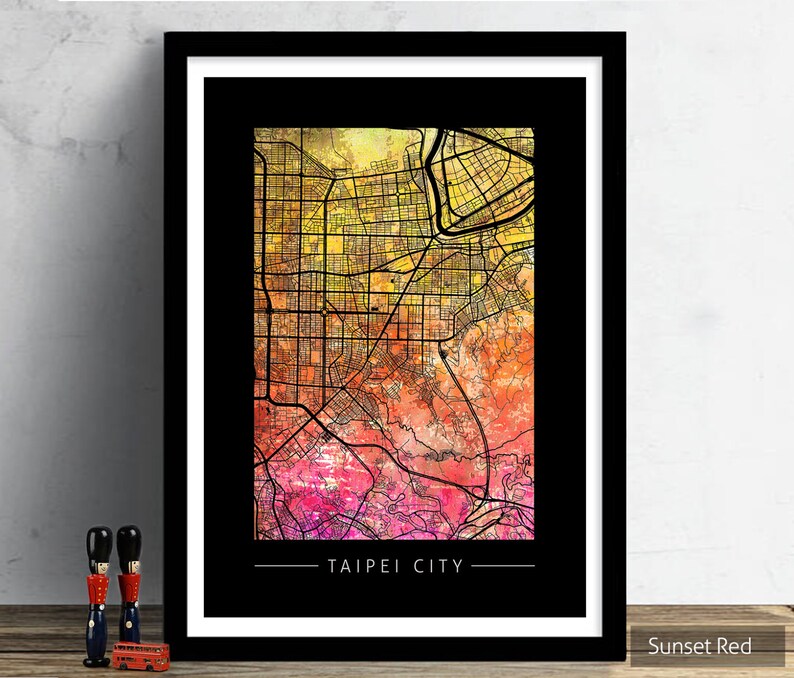 Taipei City Map City Street Map of Taipei City Taiwan Art - Etsy