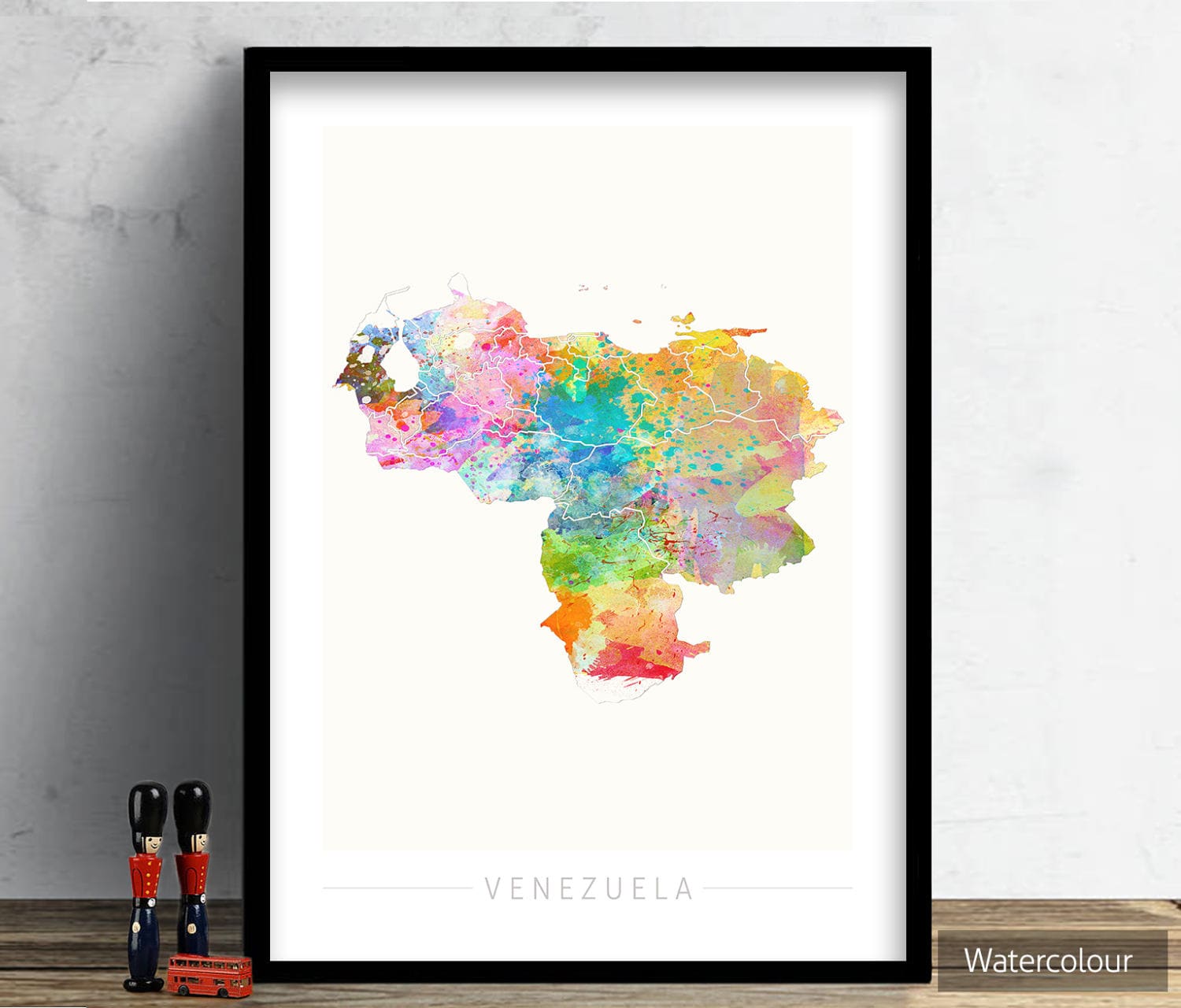 Venezuela Map Country Map of Venezuela Art Print | Etsy