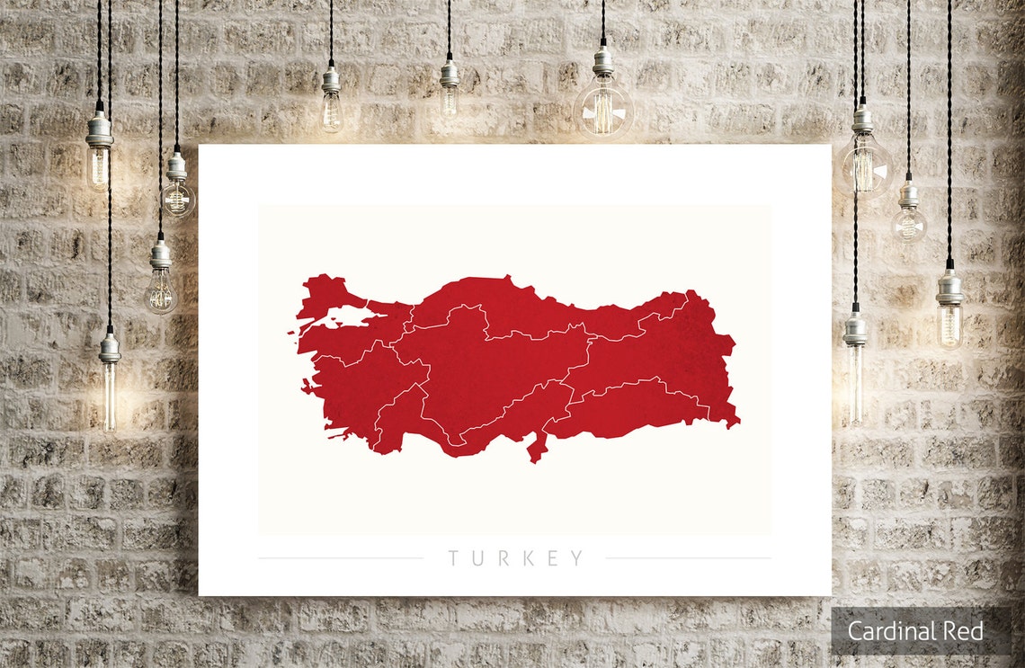 Turkey Map Country Map of Turkey Art Print Watercolor | Etsy