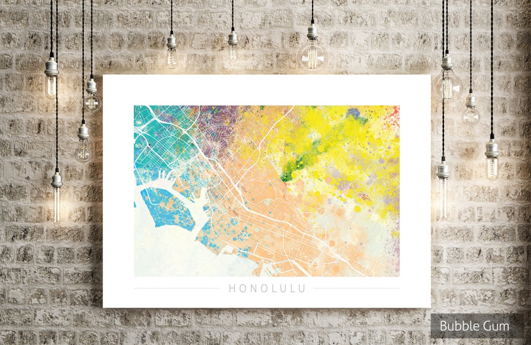 Honolulu Map - City Street Map of Honolulu, Hawaii, USA - Art Print ...