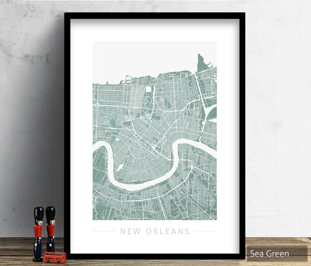 New Orleans Map - City Street Map of New Orleans, Louisiana - Art Print ...