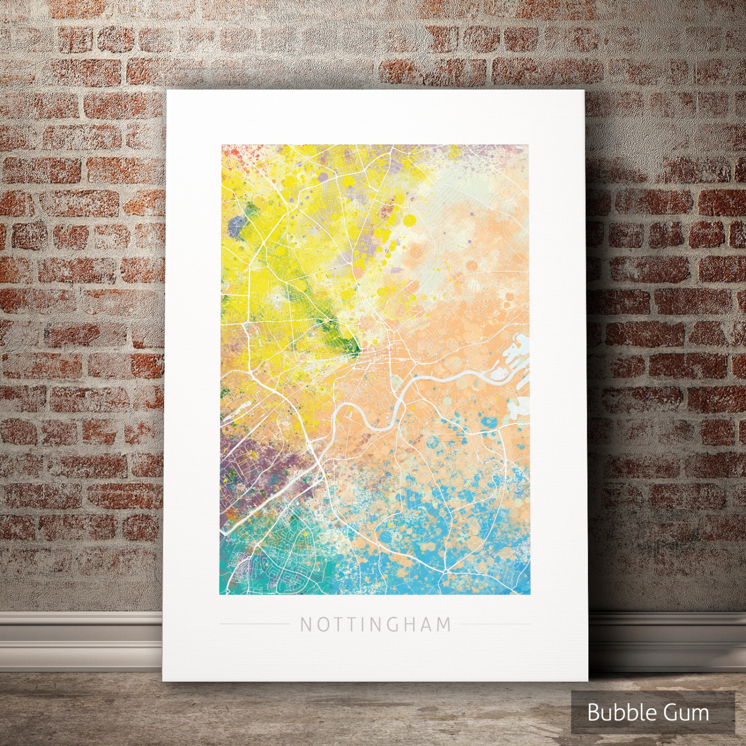 Nottingham Map - City Street Map of Nottingham England UK - Art Print ...