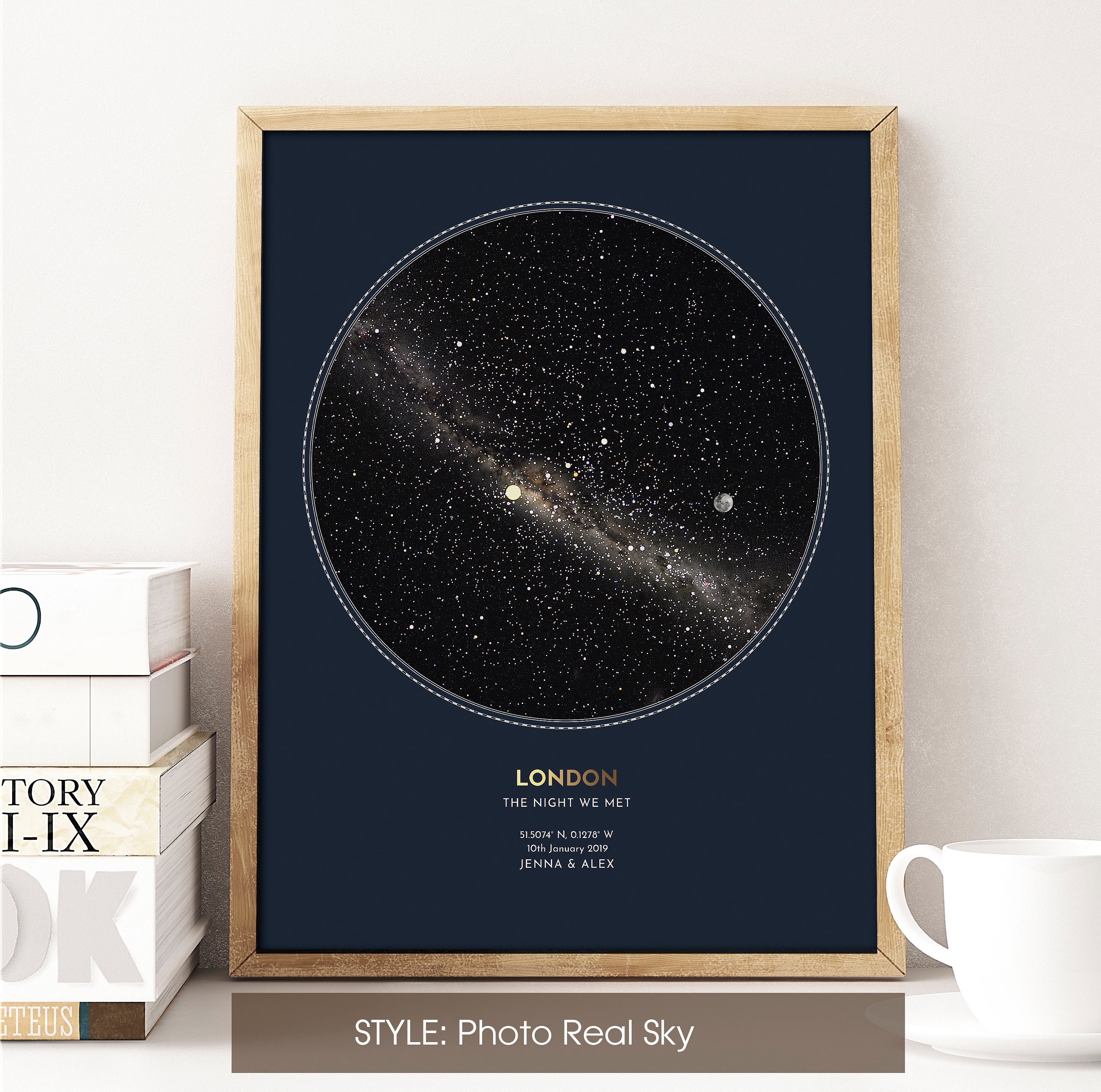 Custom Star Map NIGHT SKY on BLUE Personalised Star Map - Etsy