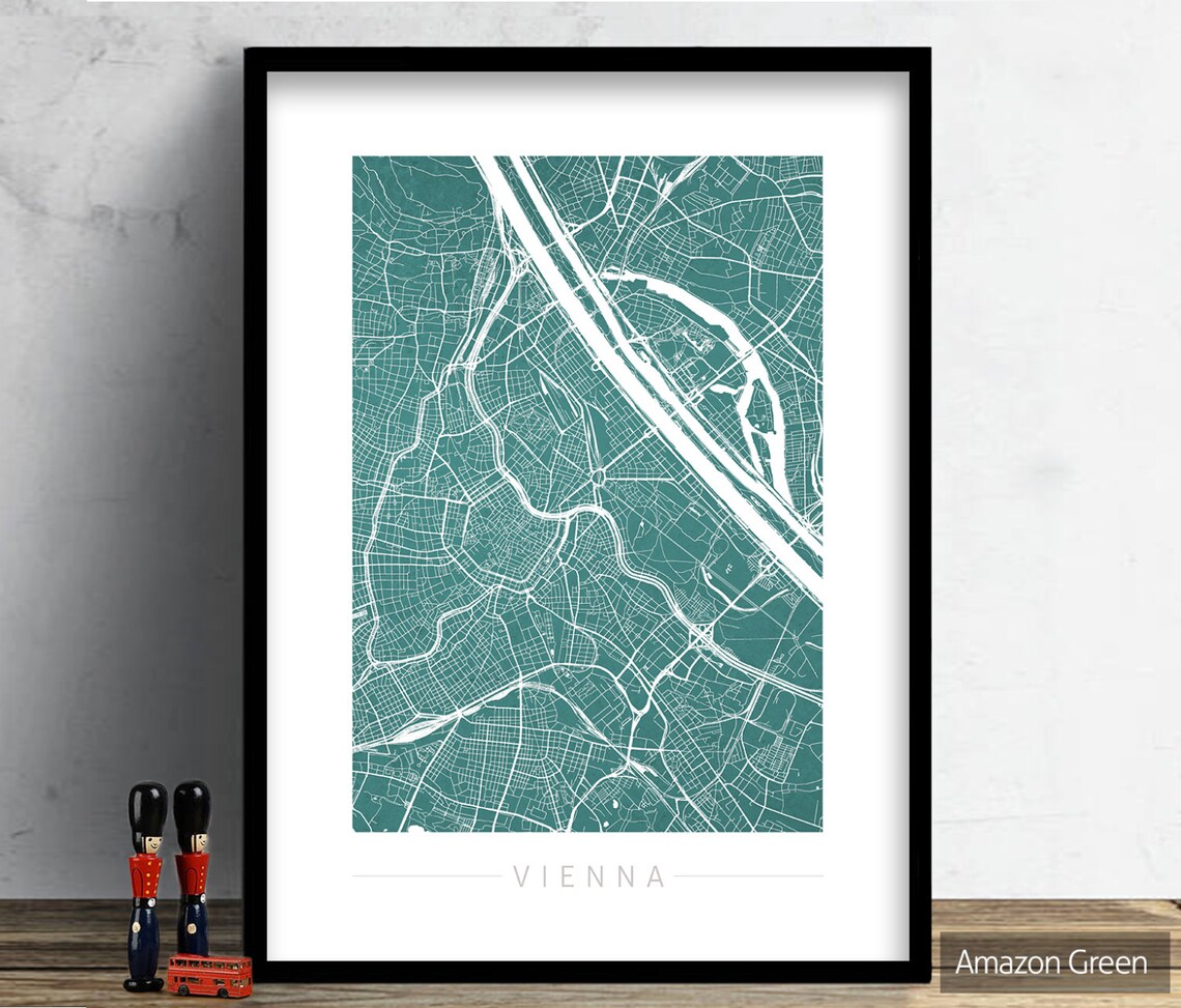 Vienna Map - City Street Map of Vienna Austria - Art Print Watercolor ...