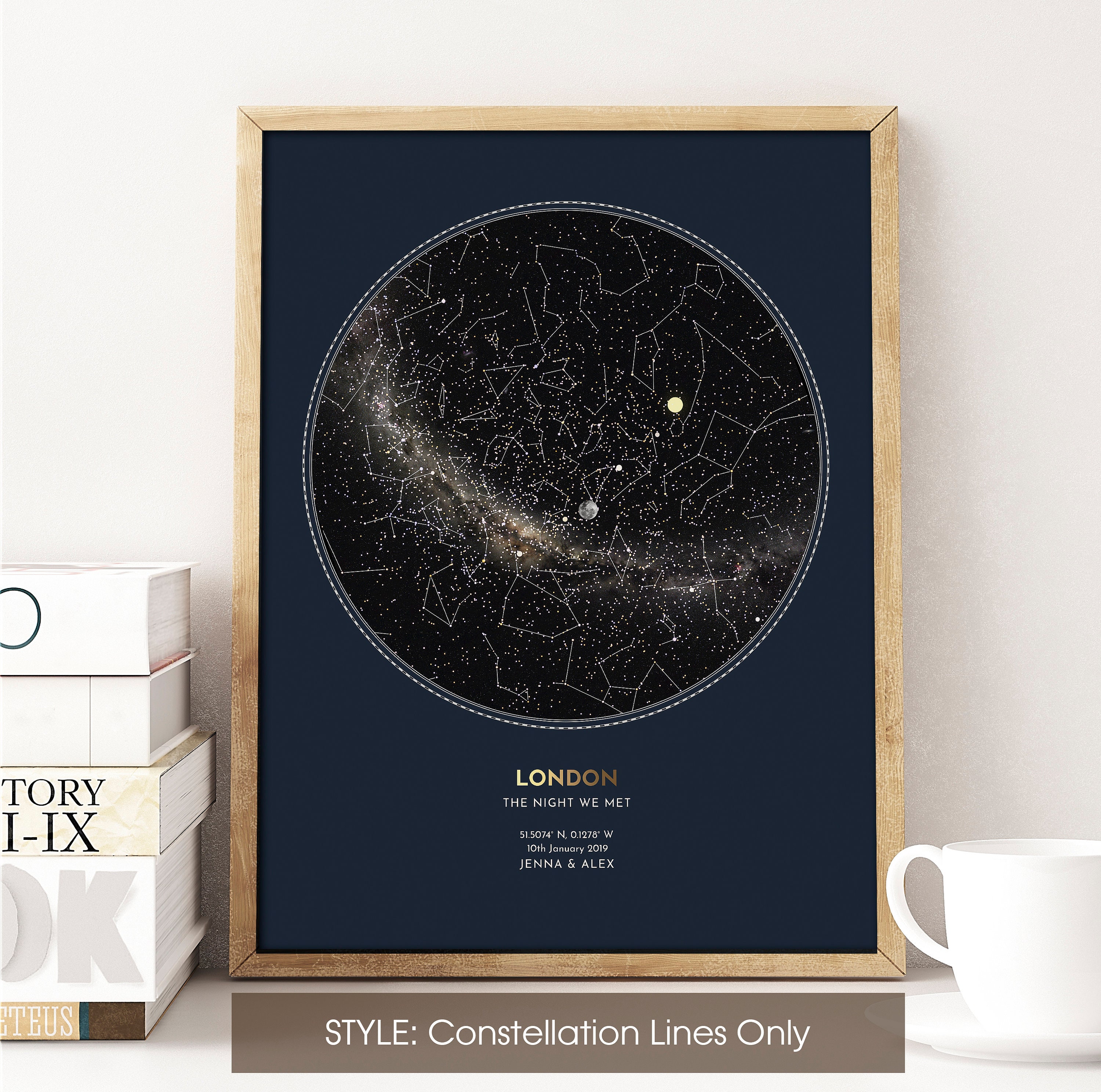 Custom Star Map NIGHT SKY on BLUE Personalised Star Map - Etsy