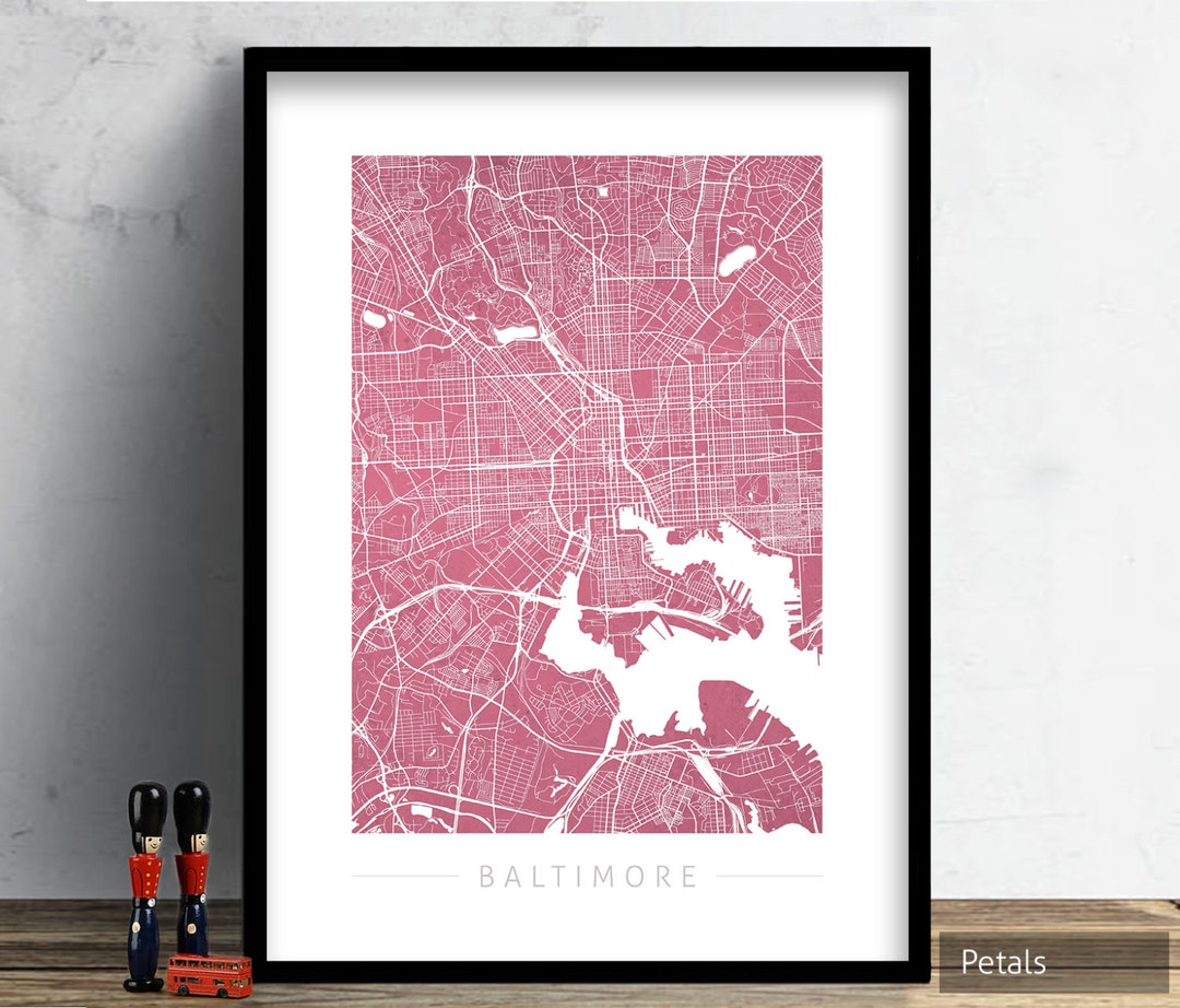 Baltimore Map - City Street Map of Baltimore, Maryland - Art Print ...