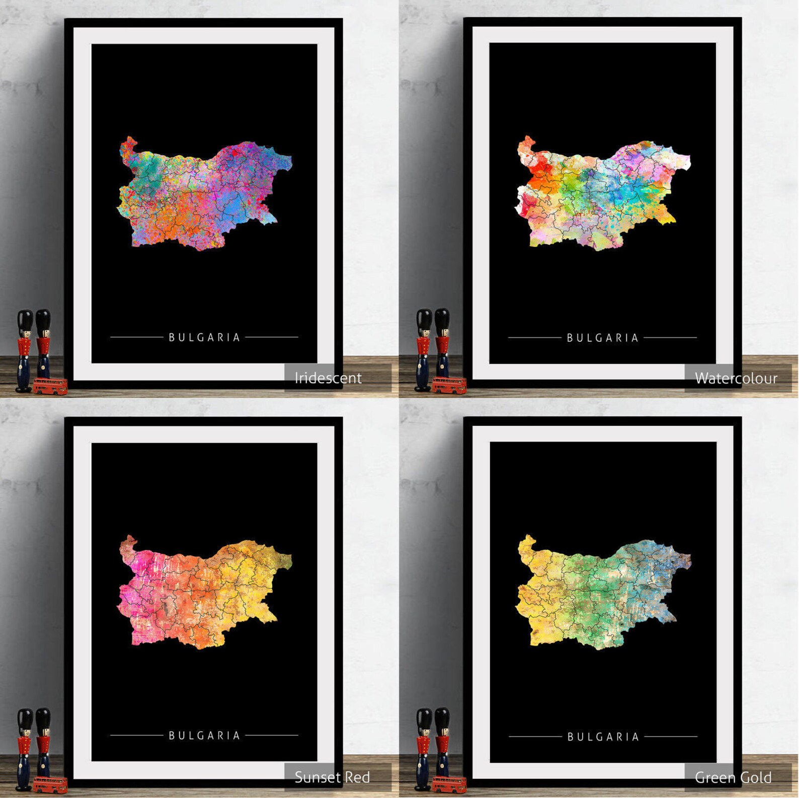 Bulgaria Map Country Map of Bulgaria Art Print Watercolor | Etsy