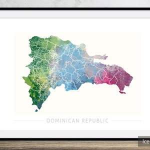 Dominican Republic Map - Country Map - Art Print Watercolor ...