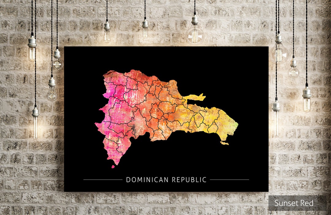 Dominican Republic Map - Country Map - Art Print Watercolor ...