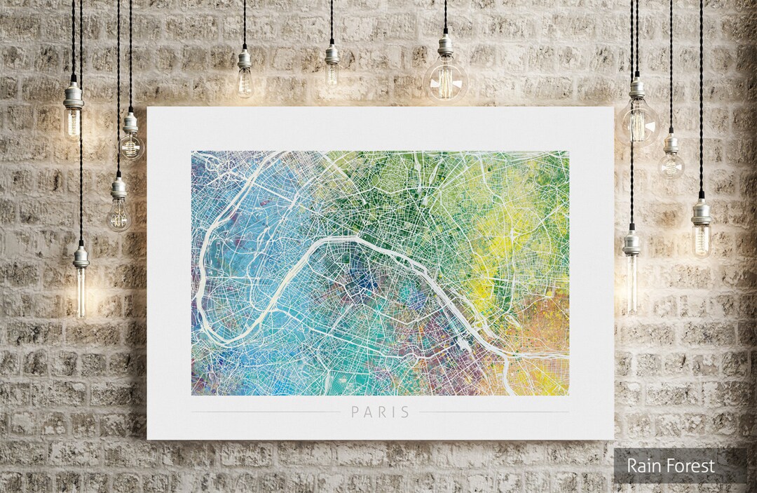 Paris Map - City Street Map of Paris France - Art Print Watercolor ...