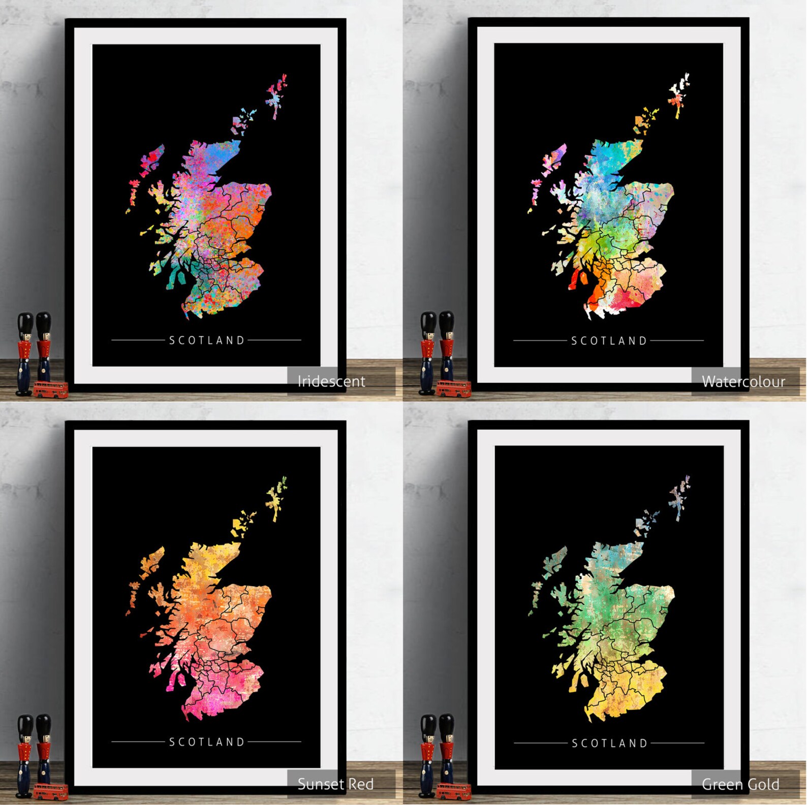 Scotland Map Country Map of Scotland Art Print Watercolor | Etsy UK