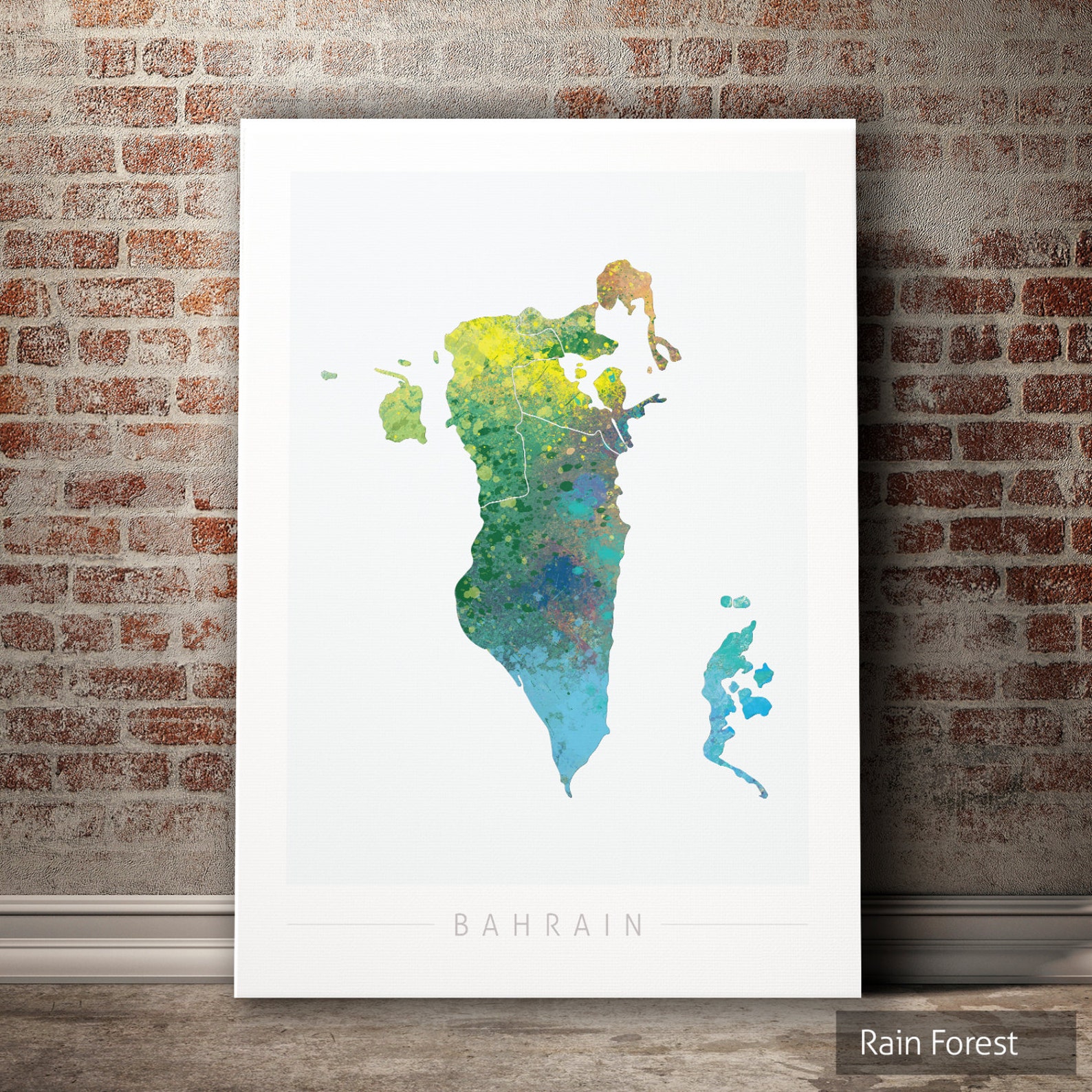 Bahrain Map - Country Map of Bahrain - Art Print Watercolor ...