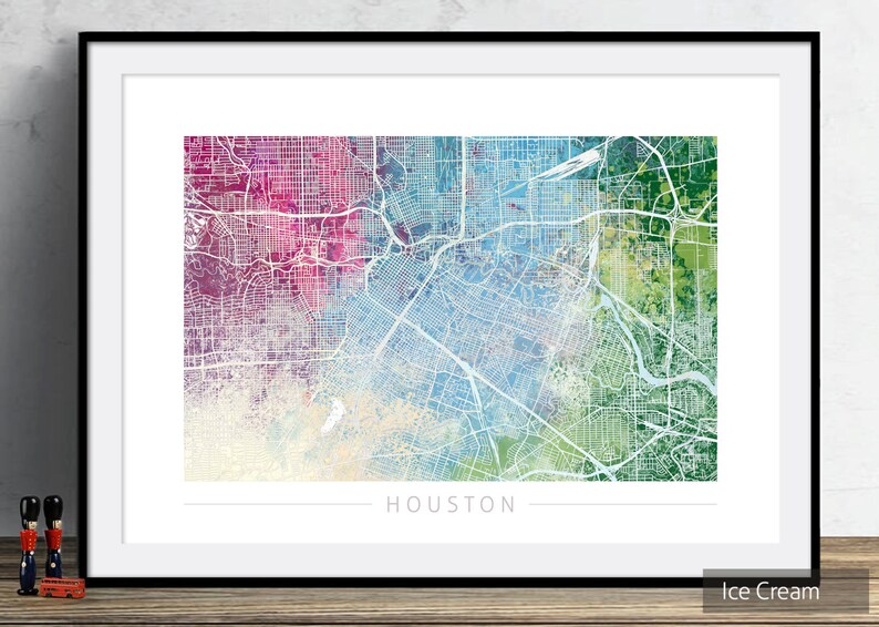 Houston Map City Street Map of Houston Texas Art Print - Etsy