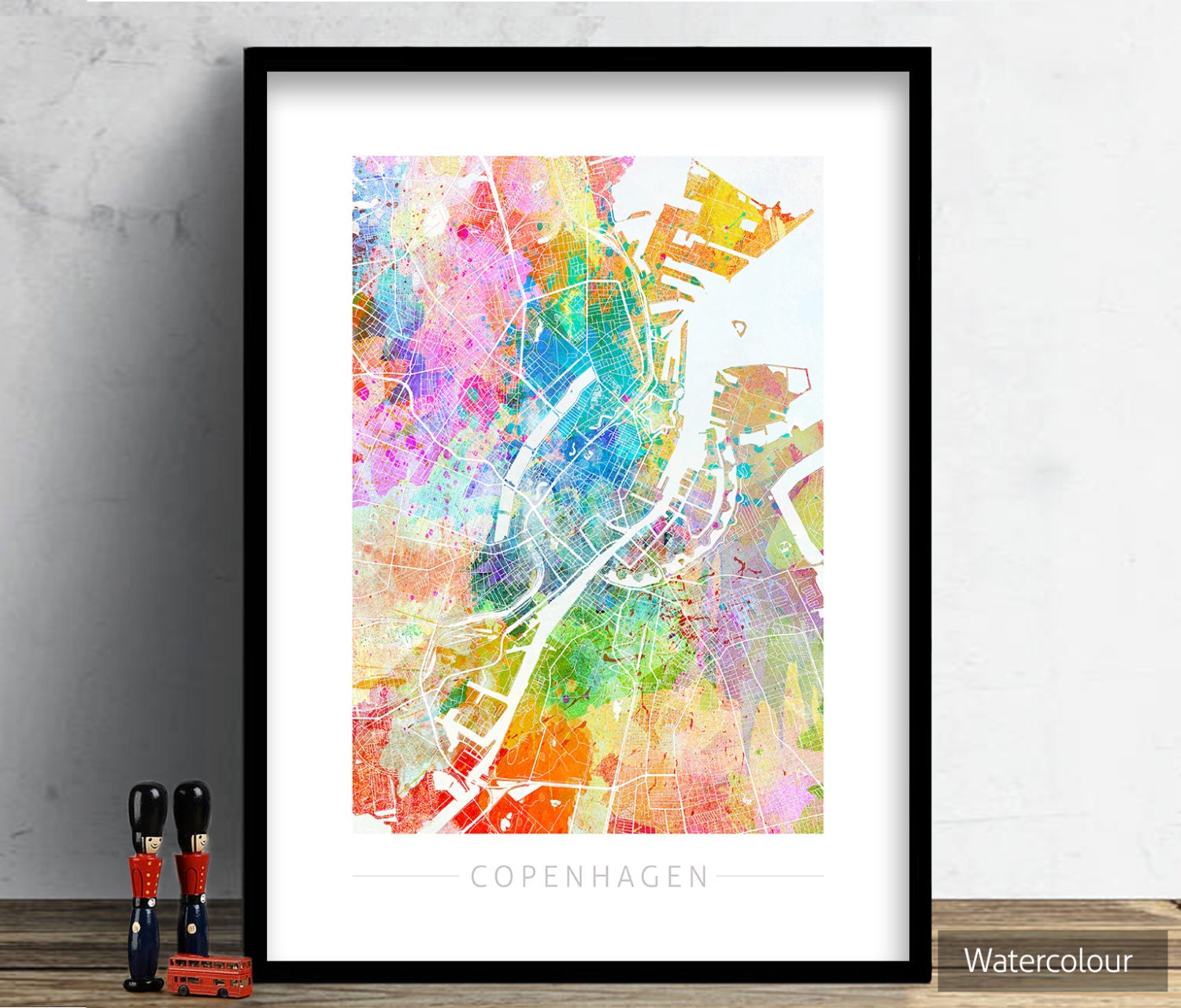 Copenhagen Map City Street Map of Copenhagen Denmark Art | Etsy