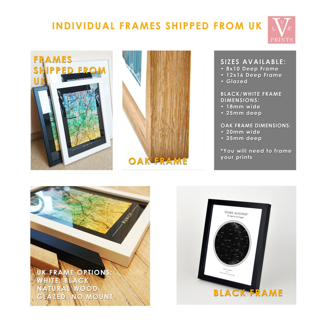 Premium Quality Deep Frames | for Prints Sizes 8x10 and 12x16 | in OAK ...