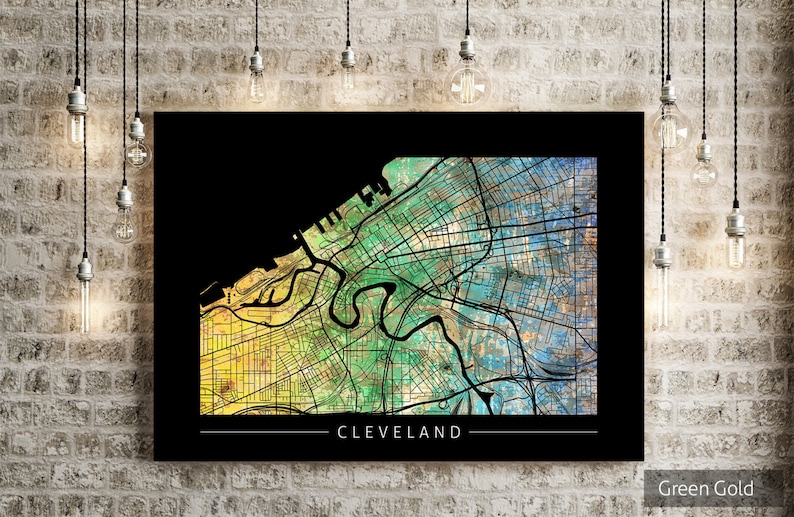Cleveland Map - City Street Map of Cleveland, Ohio - Art Print ...